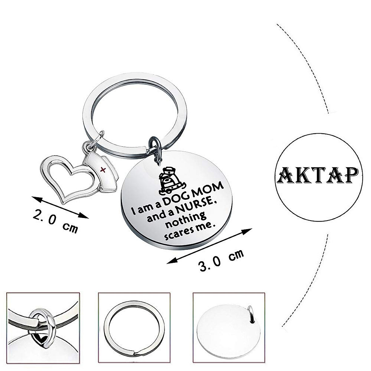 AKTAP Funny Nurse Gift Dog Mom Gifts I Am A Dog Mom And A Nurse Nothing Scare Me Keychain For Nurse Graduation Dog Lover (Dog Mom Keychain)