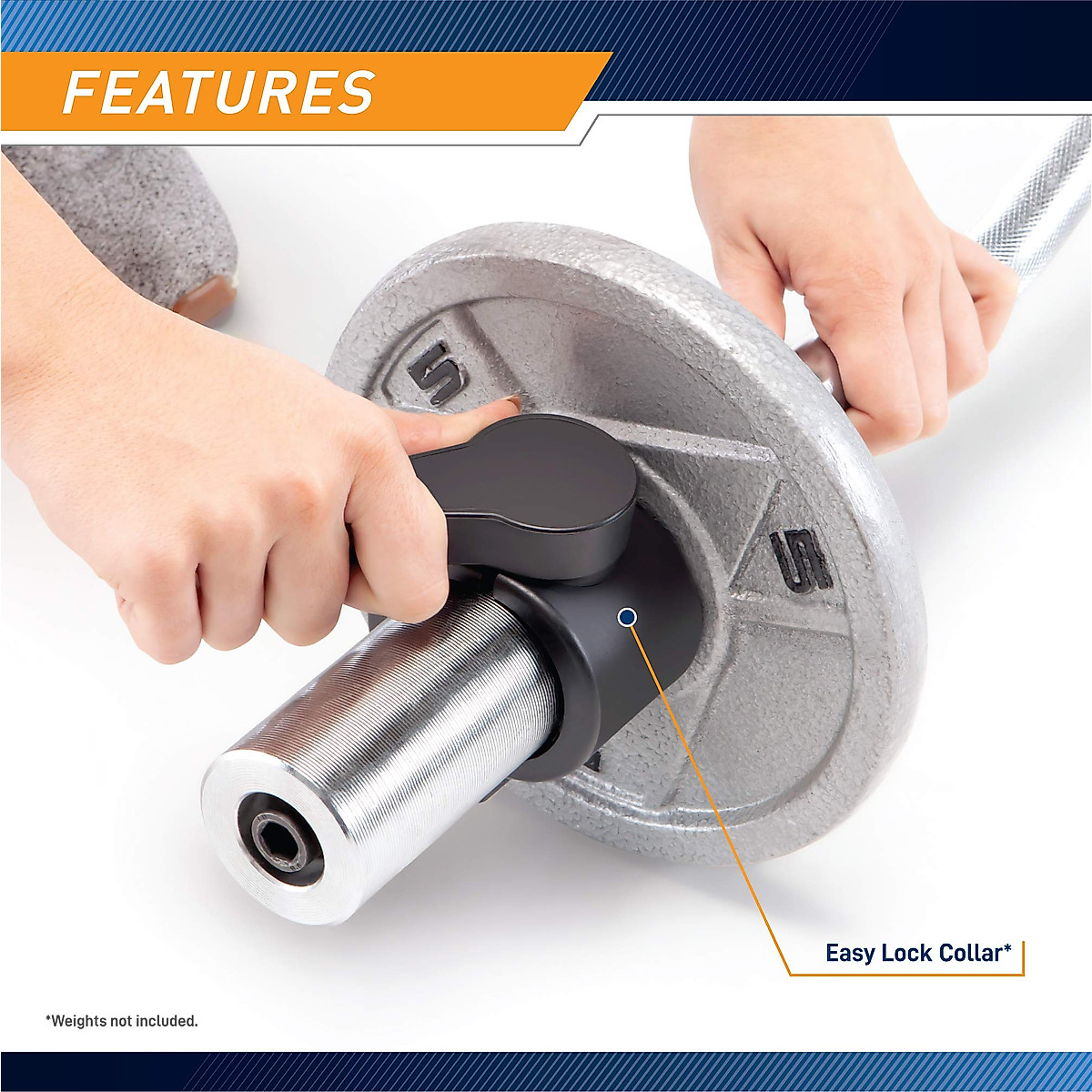 Marcy Solid Steel Olympic Weight Bar and Weight Plate Collars Chrome-Plated Exercise Weightlifting Bar SOC-49