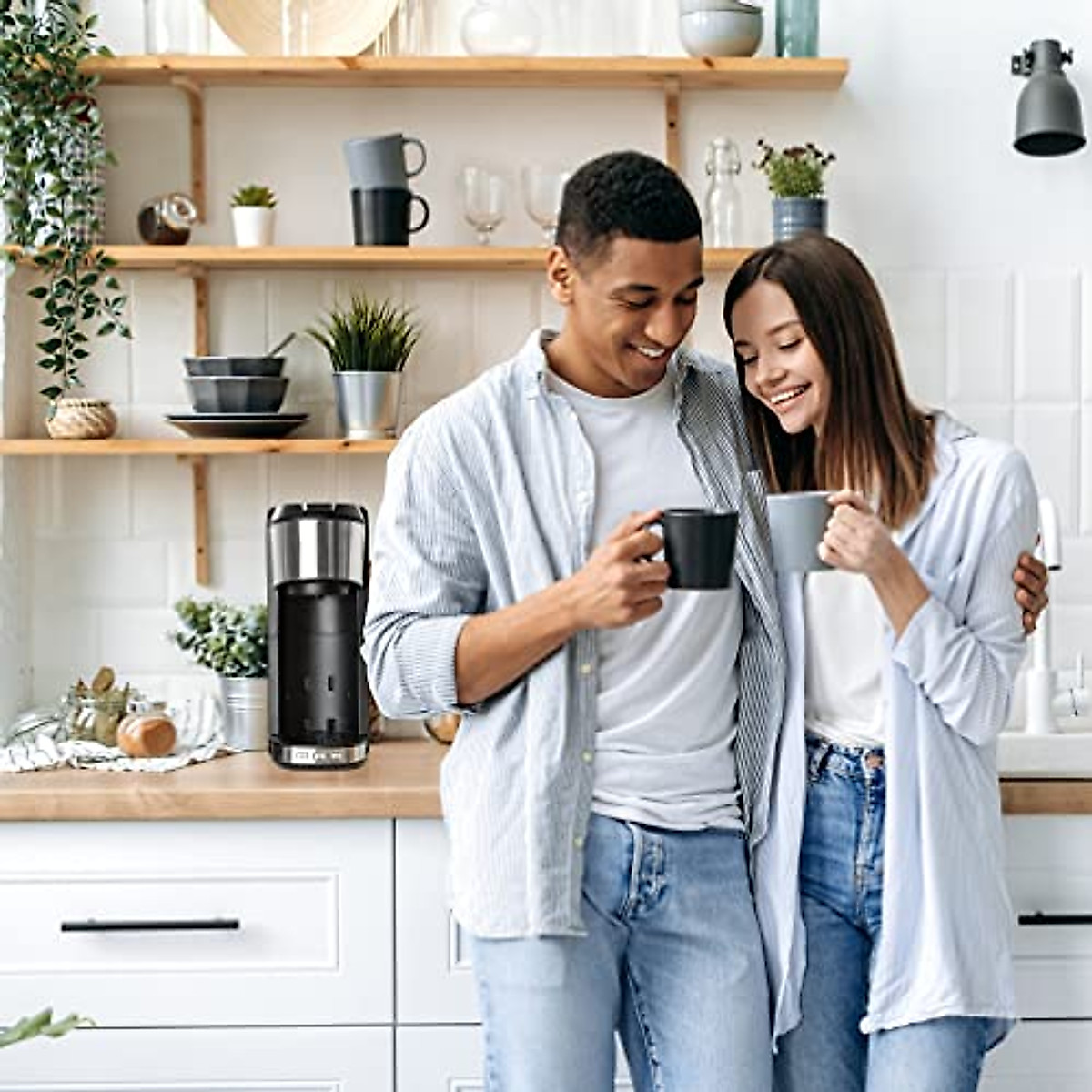 Mixpresso Coffee Maker Single Serve For Ground Coffee & Compatible With K Cup Pods, With 14oz Travel Mug & Reusable Filter For Home, Office & Camping, 30oz Removable Water Tank.