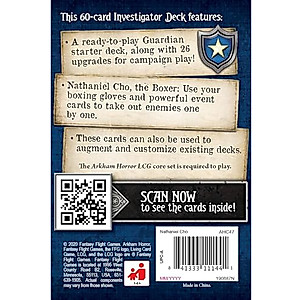 Fantasy Flight Games Arkham Horror The Card Game Nathaniel Cho Starter Deck - Unleash The Fury of a New Investigator! Cooperative Living Card Game, Ages 14+, 1-4 Players, 1-2 Hour Playtime, Made