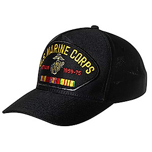 Officially Licensed United States Marine Corps Vietnam Veteran Emblem Patch Hat Black Baseball Cap