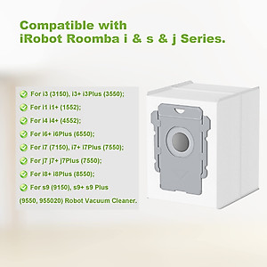 MERUYOO 12-Pack Vacuum Bags Compatible with iRobot Bags- Replacement Bags for iRobot Vacuum Bags i, s, j Series - MERUYOO Vacuum Bags for i robot Roomba bag i3+, i1+, i4+, i6+, i7+, j7+, i8+ and s9+ B