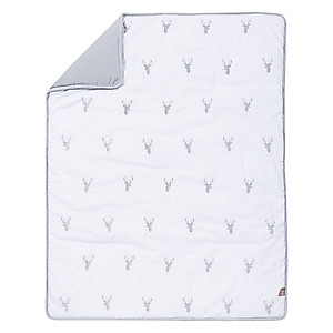 Trend Lab Stag Head 3 Piece Crib Bedding Set, Can Be Used As A Blanket Or A Playmat for Tummy Time, Includes Quilt, Fitted Crib Sheet and Skirt