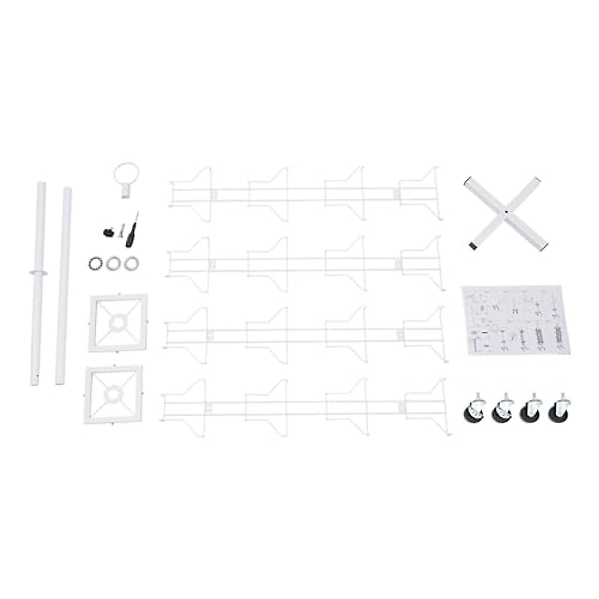 PSUFURV 16-Position 4-Tier Rotating Greeting Card Rack Greeting Card Display with 4 Universal Wheels Tiered Greeting Card Display Stand for Classrooms, Offices, Libraries, Shopping Malls (White)