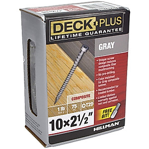 HILLMAN FASTENERS 48439 Deck Screws, Gray, 75 Piece