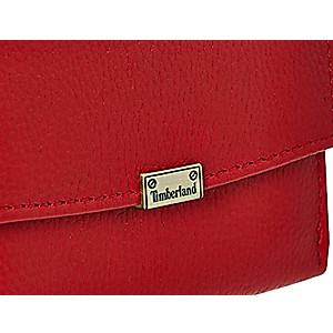Timberland womens Leather RFID Small Indexer Snap Wallet Billfold, Red, One Size US