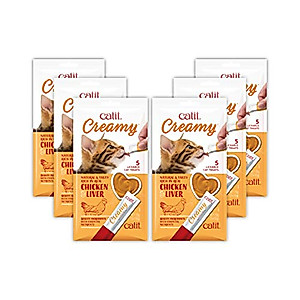 Catit Creamy Lickable Cat Treat, Healthy Cat Treat, Chicken & Liver, 5 Count (Pack of 30)