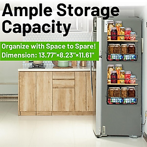 2 Set Magnetic Shelf for Refrigerator with Wood Lid, Fruit Potato & Onion Storage Bins, Pantry Organizers & Storage, Large Container Magnetic Spice Rack for Refrigerator, Kitchen Counter, Cabinet