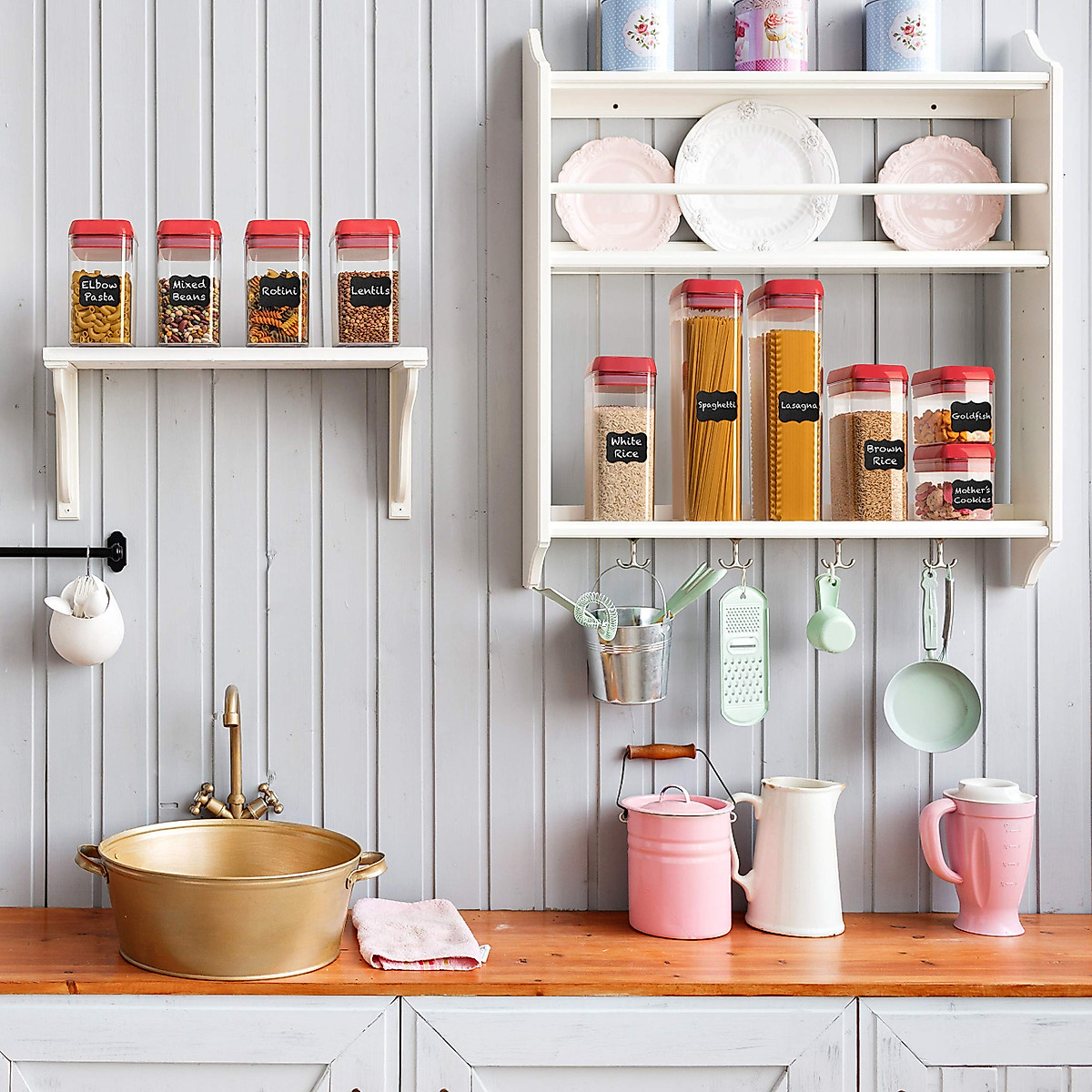 Airtight Food Storage Containers For Kitchen Organization 10 Pc - Food Canisters with Durable Lids, Labels & Marker - BPA Free For Pantry Organization & Storage: Cereal, Flour & Sugar Containers