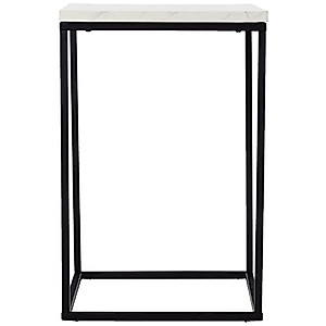 Walker Edison Modern Open Square Wood Side End Accent Table Living Room Storage Small End Table, 16 Inch, Marble