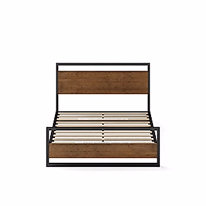 ZINUS Suzanne Bamboo and Metal Platform Bed Frame with Footboard / Wood Slat Support / No Box Spring Needed / Easy Assembly, King