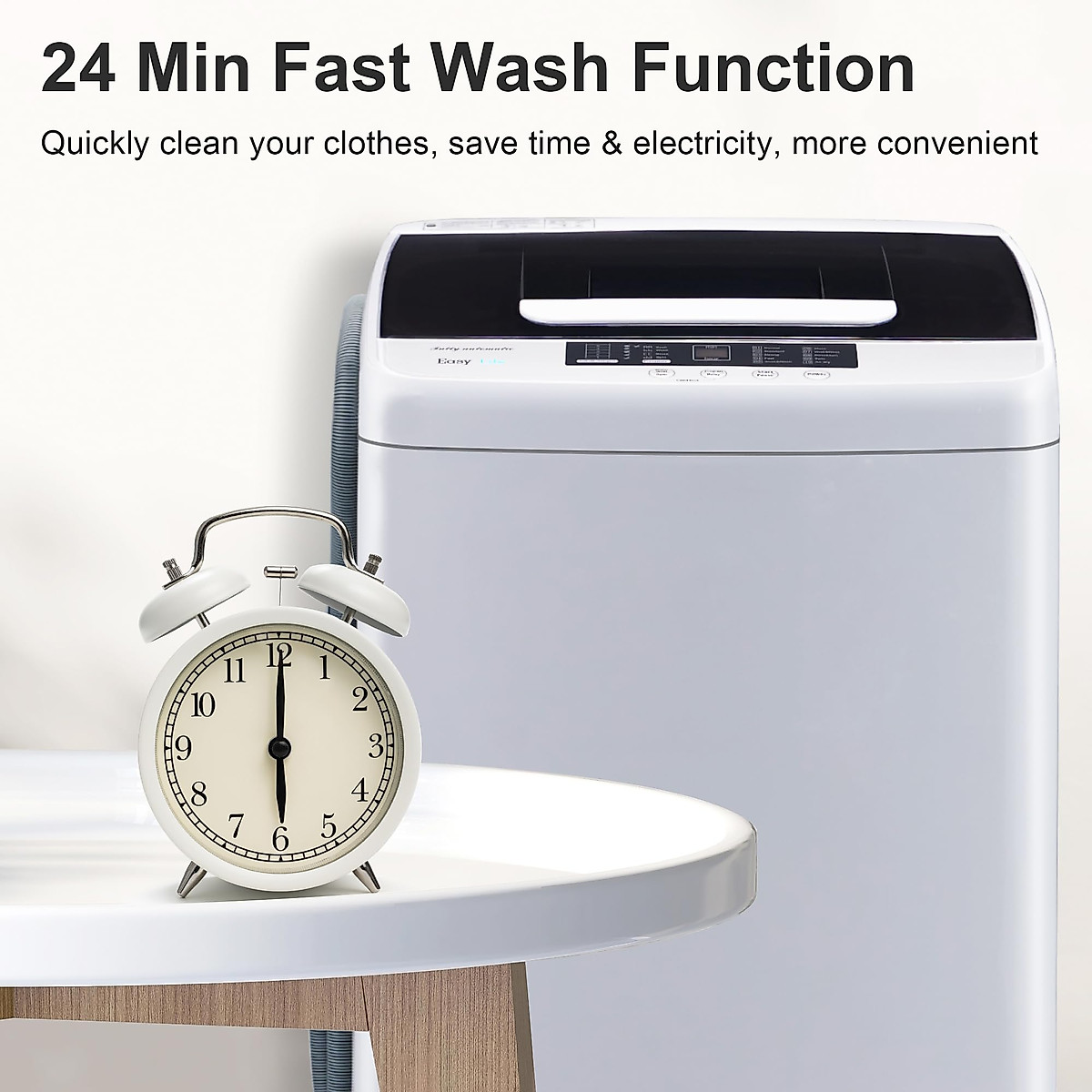 Spurgehom Portable Washing Machine, 15.6 lbs Full Automatic Washing Machine Built- in Pump Drain, washer and dryer combo with LED Display, 10 Cycles, 8 Water Level, Laundry Machine for Apartment, Rv