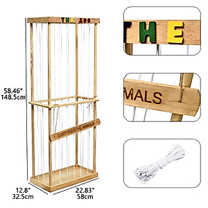 FUIN Stuffed Animal Zoo Storage Cage, Large Wooden Stuffed Animal Jail Organizer, Creative Toy Zoo Storage for Plushies and Squishmallow, Durable Corner Stuffed Animal Tower Holder Display, Natural