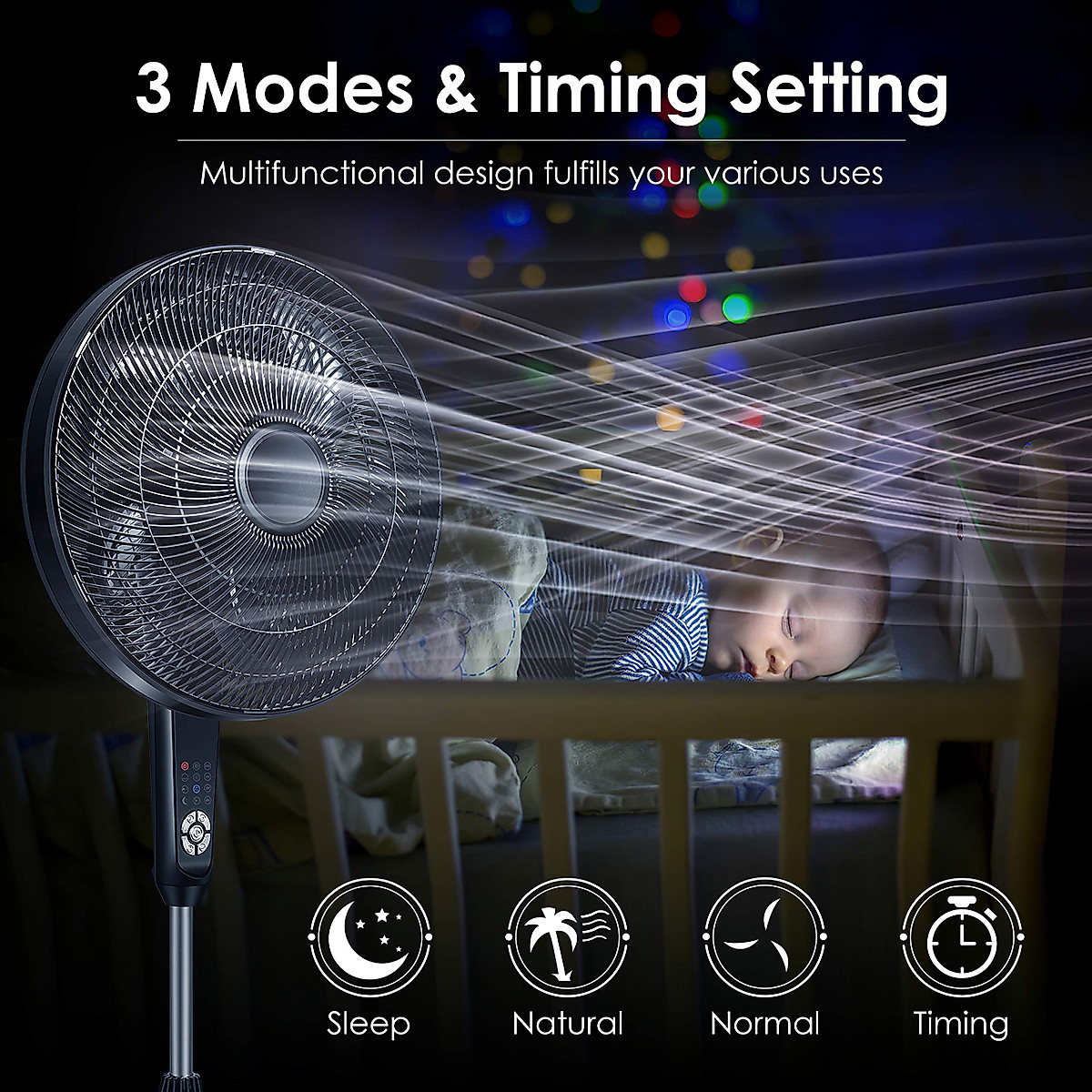 Outdoor Fan - 2 in 1 Portable Floor Fan, Cooling Floor Fan with Remote Control, 4 Speeds, 3 Modes, Ultra Quiet Outdoor Fans with Adjustable Height and Tilt, 7.5-Hour Timer Pedestal Fan for Bedroom