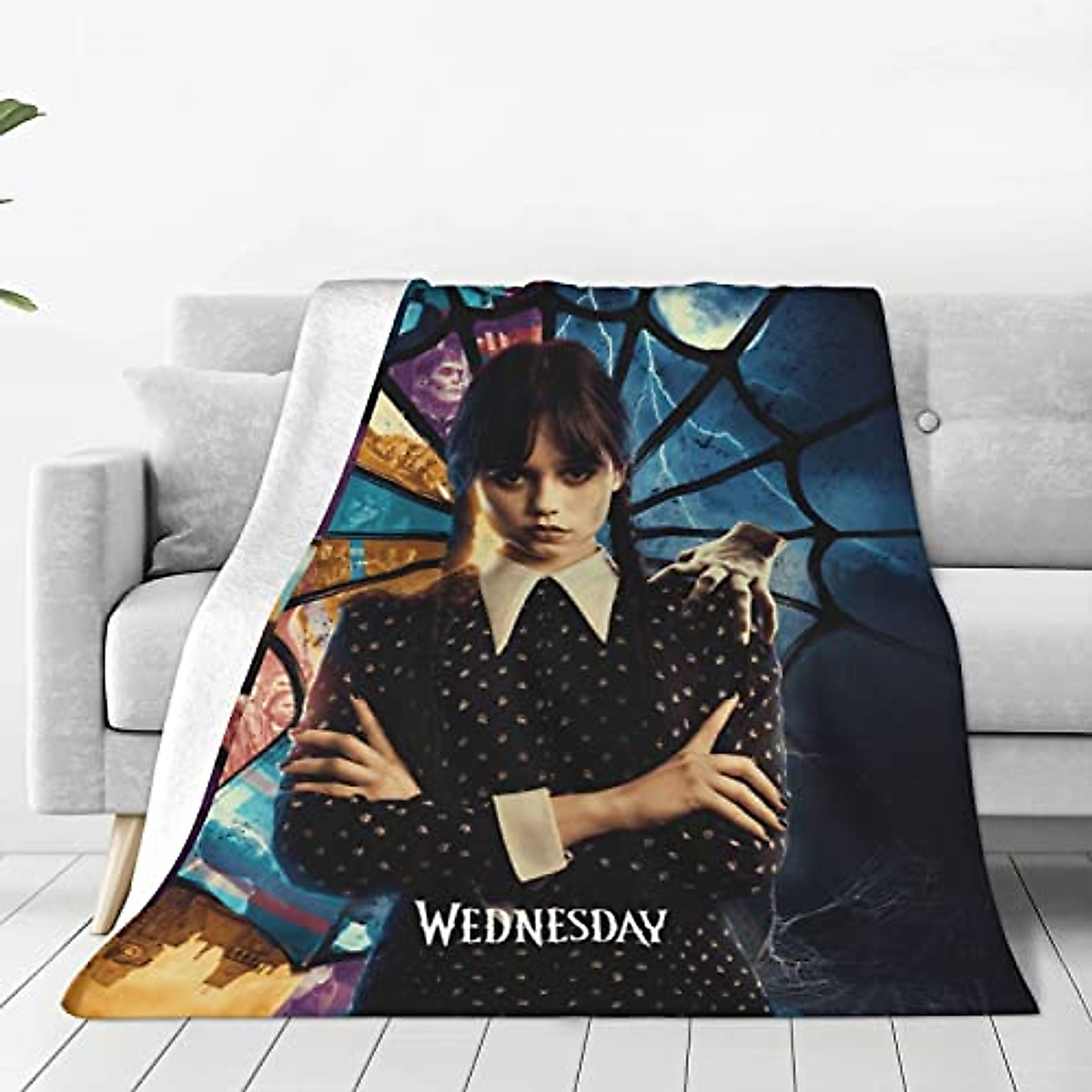 Wednesday Addams Blanket Soft Flannel Fleece Throw, Fluffy Plush Warm and Cozy Lightweight Blanket for Couch, Living Room, Sofa 50"X40"