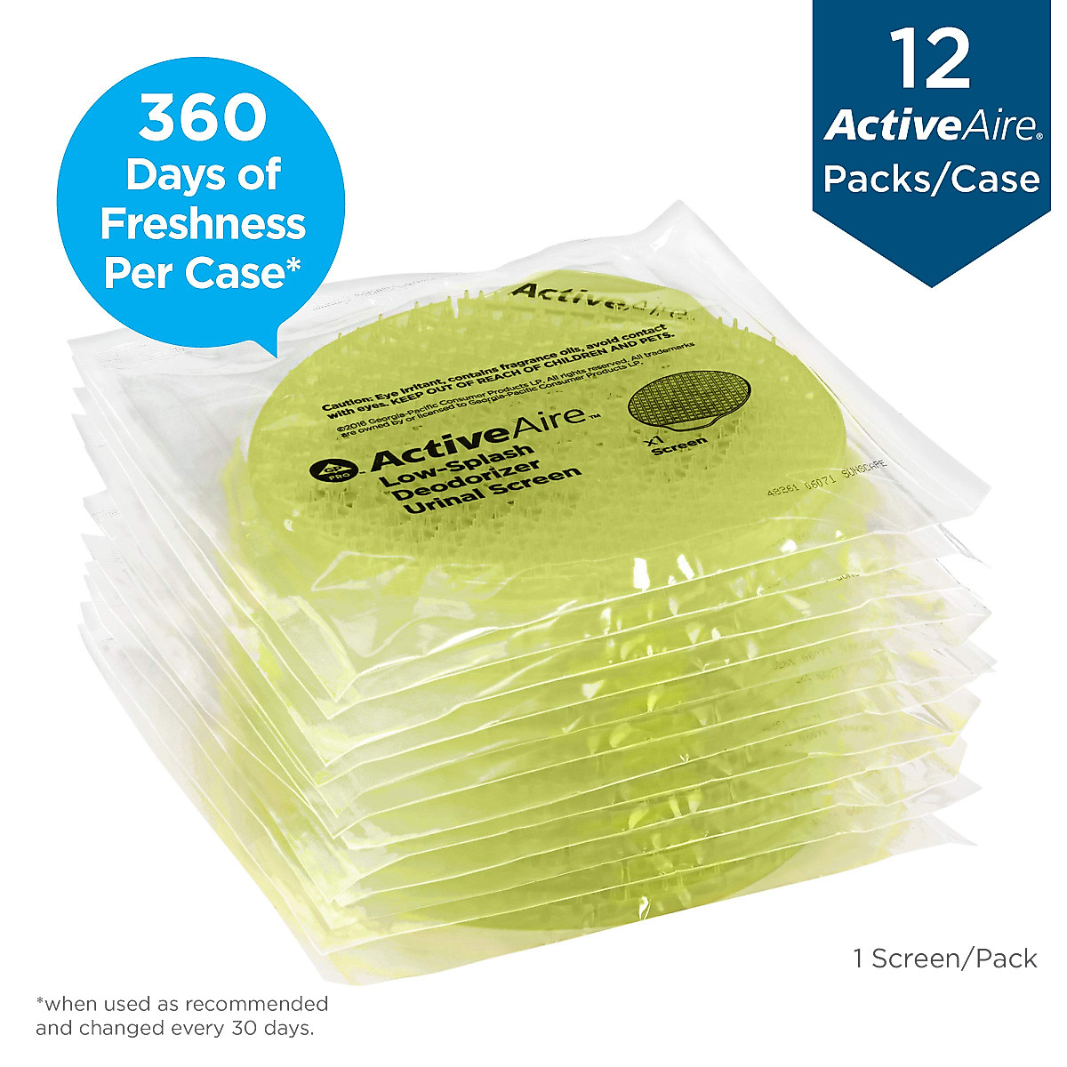 ActiveAire Low-Splash Deodorizer Urinal Screen by GP PRO (Georgia-Pacific); Citrus; 48265; 12 Screens Per Case