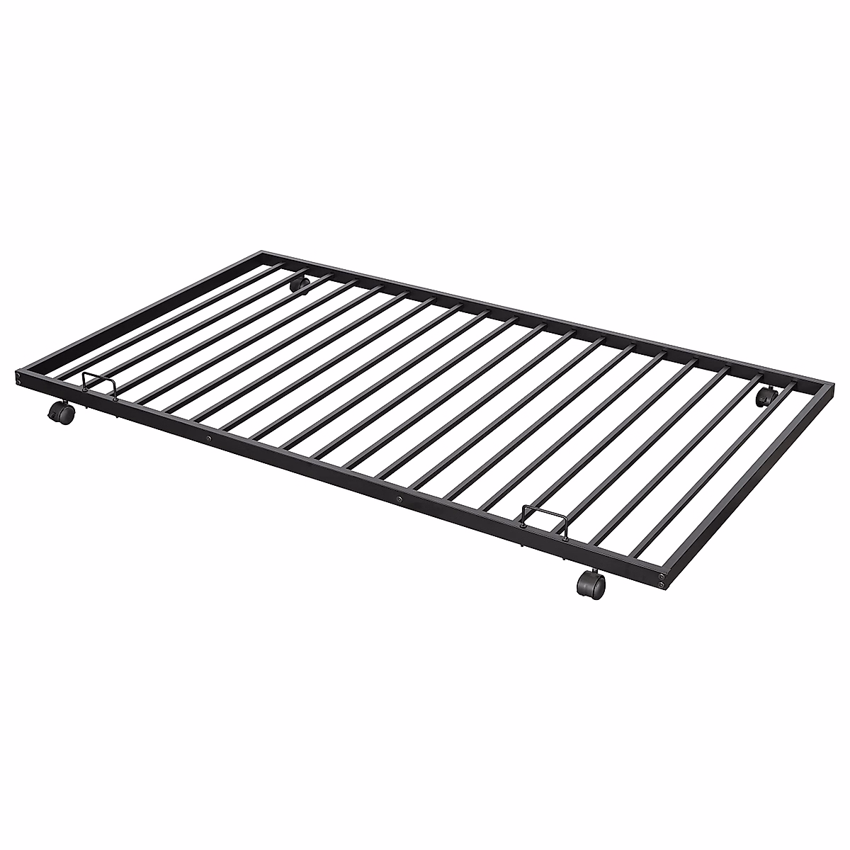 Harper & Bright Designs Metal Bunk Bed Twin Over Twin with Trundle, Heavy Duty Bunk Beds with Texteline Guardrails and Wood Slats, Twin Bunk Bed for Kids Boys Girls Dormitory Bedroom, Black