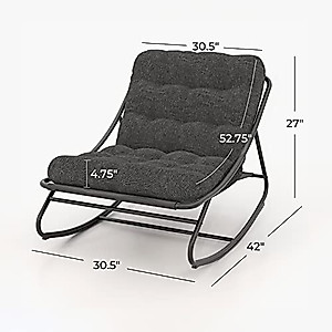 Grand patio Indoor & Outdoor Samba Rocking Chair - Deluxe Lounge Chair with Thick Padded Cushion, Enlarged Armless Seat - Rocking Chair for Front Porch, Garden, Backyard - Grey