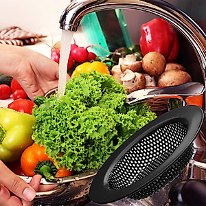 2 Pcs Black Stainless Steel Mesh Sink Drain Strainer, 4.5" Top / 3" Kitchen Filter Trap Basket, Large Food Catch for Bathroom Bathtub Wash basin Floor drain balcony RV Drain Hole Electroplated Coatin