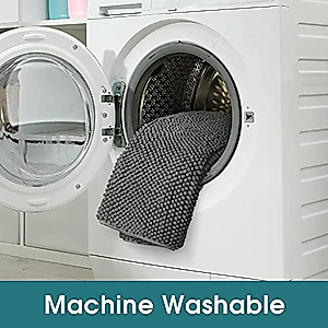 HOMEIDEAS Absorbent Chenille Door Mat Indoor, Low-Profile Rubber Backing Rug for Entryway, Muddy Dog Paws Washable Welcome Front Doormats (24"x36", Grey)