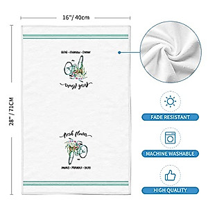 Artoid Mode Fresh Flowers Bicycle Fingertip Towel, Soft & Absorbent Seasonal Easter Household Hand Towel for Guests Gift Bathroom Kitchen Gym Hotel Decoration, 18x26 Inch