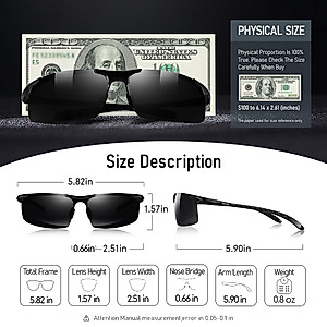 BIRCEN Mens Polarized Sunglasses UV-Protection: Carbon Fiber Sport Black Shades for Men Driving Fishing