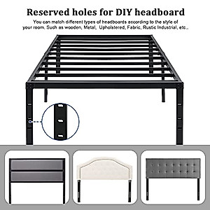 Rottnen Twin Metal Platform Bed Frame, Heavy Duty Steel Slat/Easy Assembly/No Box Spring Needed，14 Inches High Bed Frame with Ample Storage, Sturdy and Noise-Free, Black