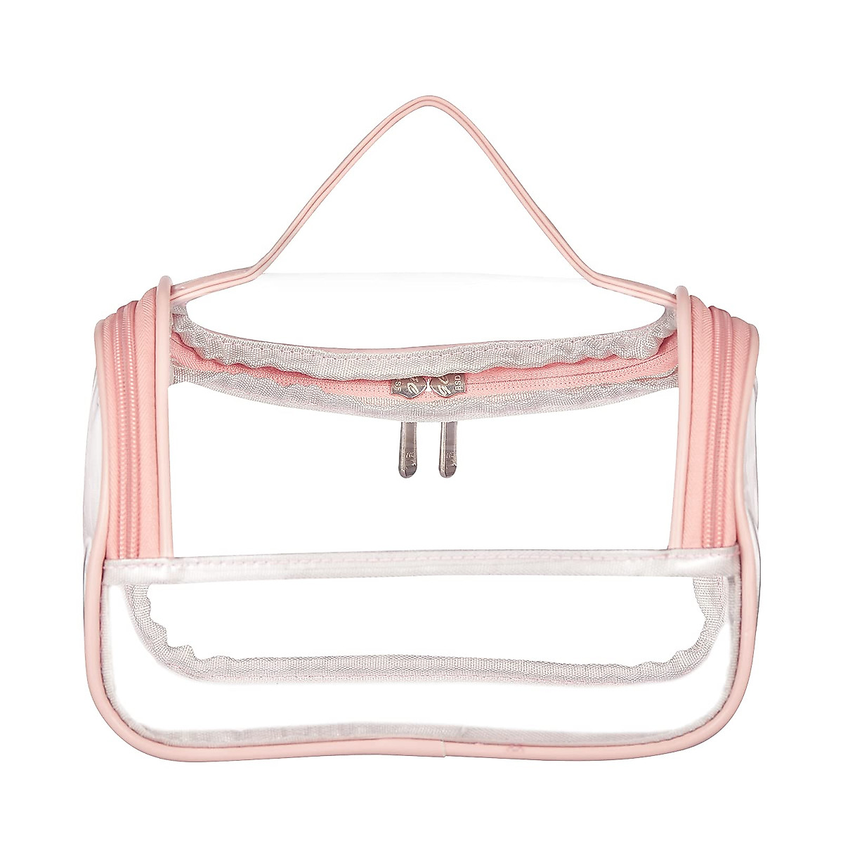 HAOGUAGUA Heavy Duty Clear Cosmetic Bag Waterproof Transparent Travel Makeup Toiletry Organizer Bag (Pink)