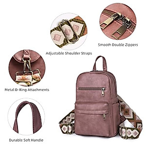 ALUSBELL Vintage Sling Bag Sling Backpack for Men Women, Vegan Leather Crossbody Bag Fanny Packs, Fashion Chest Bag Daypack with 2 Adjustable Straps,Pink