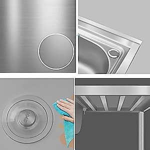 Stainless Steel Sink, Kitchen With Bracket, Simple Washing Basin Countertop, Integrated Vegetable Basin Sink, Household/Commercial (Size : A)