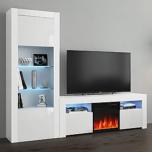 Milano Set 145EF-BK Electric Fireplace Modern Wall Unit Entertainment Center