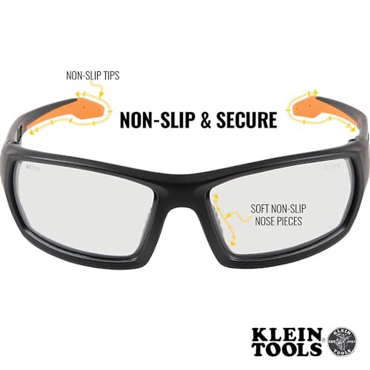 Klein Tools 60163 Safety Glasses, Professional PPE Protective Eyewear with Full Frame, Scratch Resistant and Anti-Fog, Clear Lens, 5.6 x 4 inch