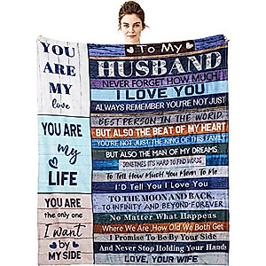 to My Husband Gift Blanket from Wife, I Love You, Husband Gift for Husband Blanket Throw for Christmas Birthday Valentine's Day Soft Bed Flannel Blanket 50x60in