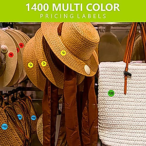 5-Pack Double-Sided Yard Sale Sign Kits with 1400 pcs Sale Pricing Stickers, Large Font, Fluorescent Neon Color, All-Weather Plastic-Coated Signs for Yard Garage Sale