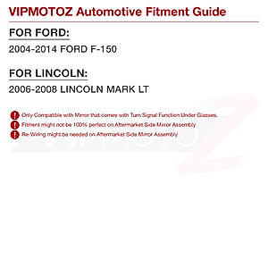 VIPMOTOZ Full LED Amber Lens Mirror Side Marker Turn Signal Light Blinker Lamp Lens Assembly Replacement Pair For 2004-2014 Ford F150 Pickup Truck, Driver & Passenger Side