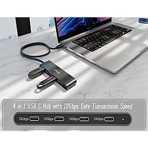 4-Port USB C Hub,USB C to USB C Hub,10Gbps USB C Splitter for Laptop [Data Transfer Only],USB C 3.2 Multiport Adapter for iPhone 15 Pro/Pro Max,MacBook Air/Pro,Mac Mini,iMac,Dell XPS