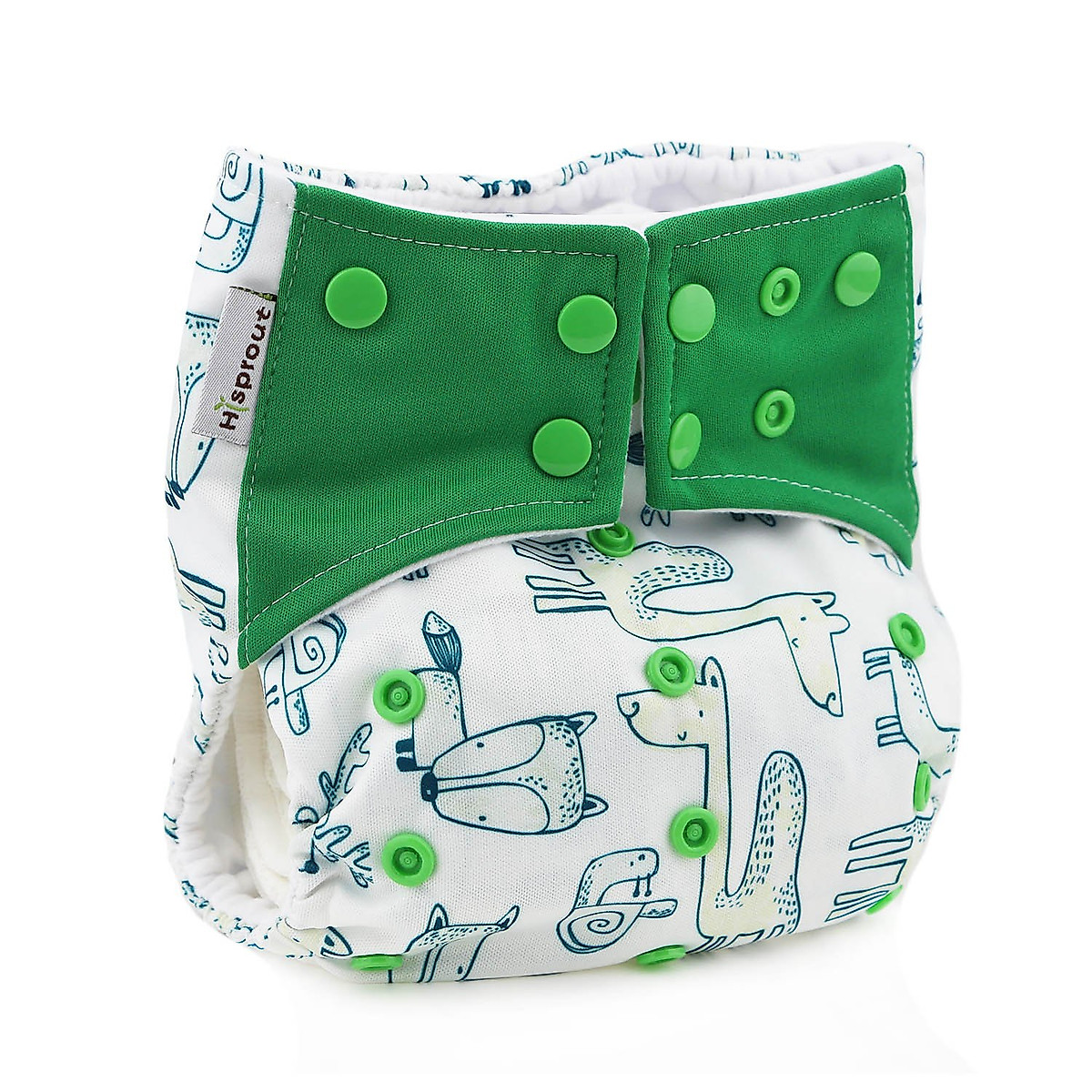 Hi Sprout One Size Adjustable Washable Reusable Pocket Cloth Diapers for Baby Girls and Boys，Animal Land