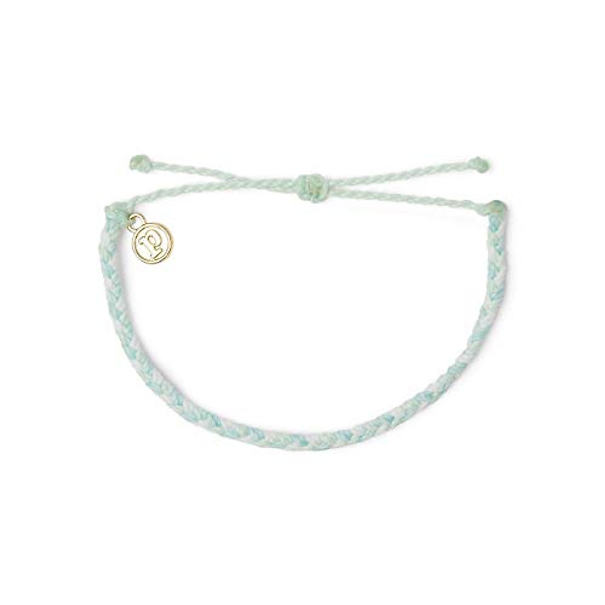 Pura Vida Cool Shoreline Mini Braided Bracelet - 100% Waterproof, Adjustable Band - Coated Brand Charm, Blue