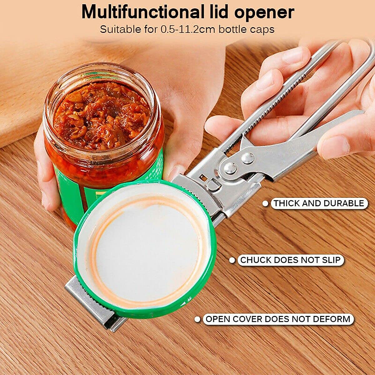 Fullofcarts Jar Opener - Adjustable Multifunctional Stainless Steel Can Opener Jar Lid Gripper - Jar Opener for Weak Hands, Senior Arthritis (1Pcs)
