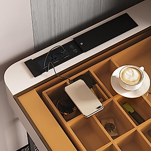 Lartis Home Office Desk, Make Up Vanity Desk, Computer Desk, Writing Desk, Intelligent Socket with USB Port compartmentalized Storage