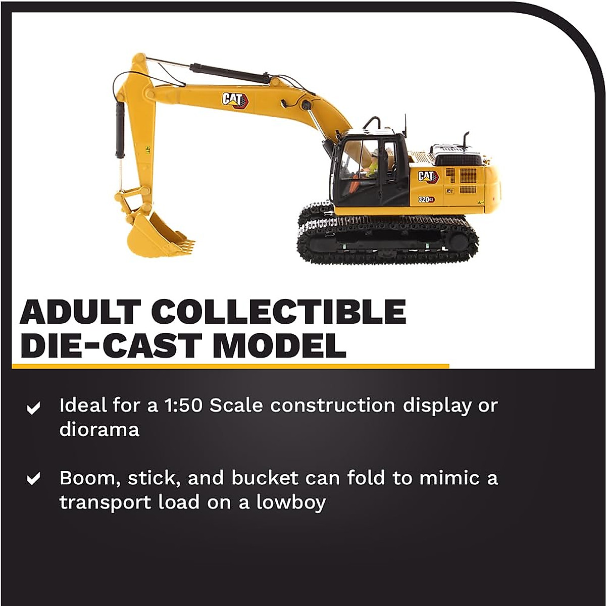 Diecast Masters 1:50 Caterpillar 320 GX Hydraulic Excavator | High Line Series Cat Trucks & Construction Equipment | 1:50 Scale Model Diecast Collectible Model 85674