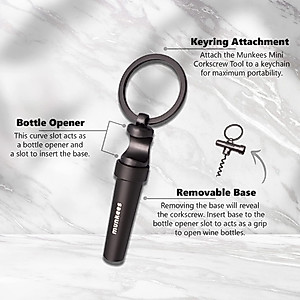 Munkees Mini Keychain Corkscrew Tool, Small Key Ring Wine Opener, Emergency Travel Cork Wine Opener, Portable Backpack Camping Kit, Wine Enthusiasts, Waiters, Bartenders, Bottle Opener Gift Set