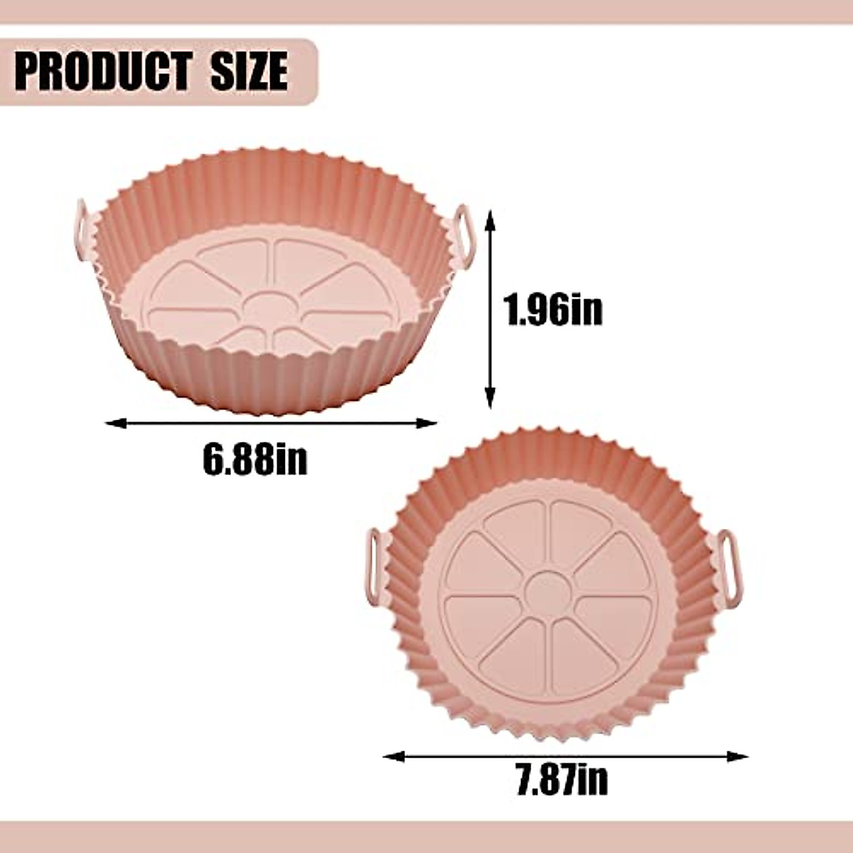 2 Pack Air Fryer Silicone Liners Pot, Fit for 3.8 to 9.5 QT Air Fryer, Food Grade Reusable Air Fryer Baking Silicone Tray Basket Bowl, Replacement of Flammable Disposable Parchment Paper (Red + Pink)