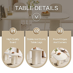 GraceNook 63" White Dining Table, Oval Dining Room Table, Modern Dining Table for 2,4,6 Person, Kitchen Table, Nook Dining Table Set for Dining Room,Kitchen,Breakfast Nook or Reception Room