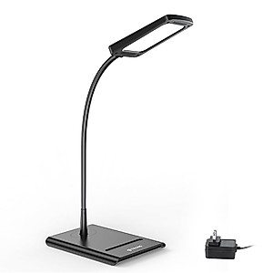 TROND Desk Lamp, Dimmable Eye-Caring Task Lamp, 3 Color Modes 7 Brightness Levels Table Lamp, Flexible Gooseneck Lamp, Desk Light for Home Office Bedroom Kitchen Nightstand Reading, 6000K, 10W, Black