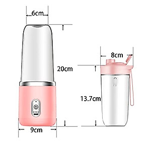 Portable Blender,USB Rechargeable Mini Personal Blender for Shakes and Smoothies,Electric Fruit Veggie Juicer with 2pcs Travel Juicer Cup,Pink