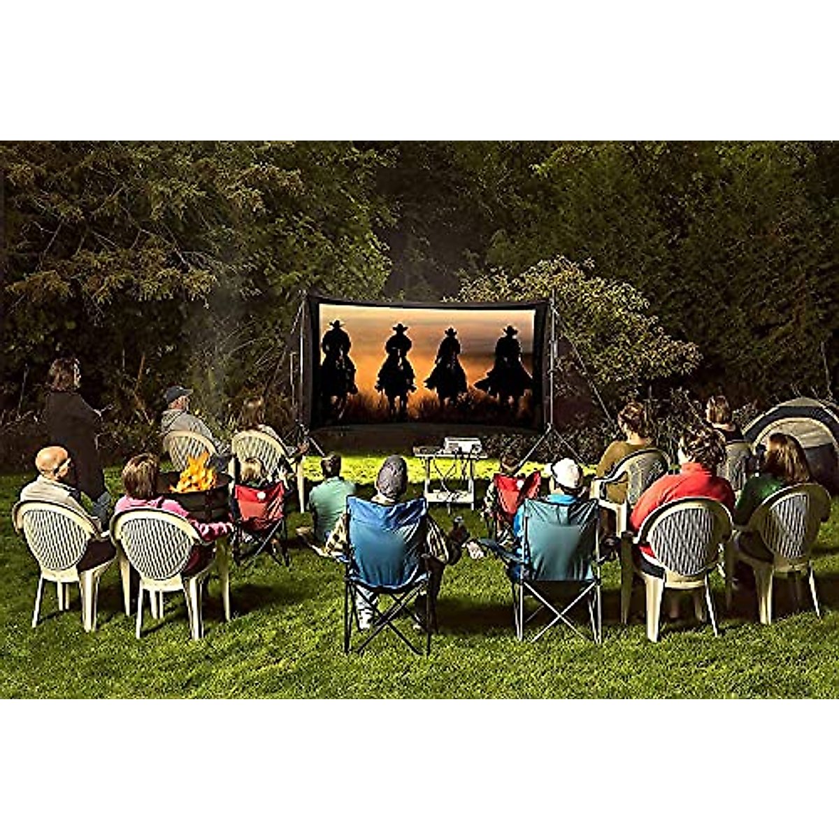 Backyard Theater Kit | Recreation Series System | 11' Front and Rear Projection Screen with 1080p HD Savi 4000 Lumen Projector, Sound System, Streaming Device w/WiFi (EZ-100)