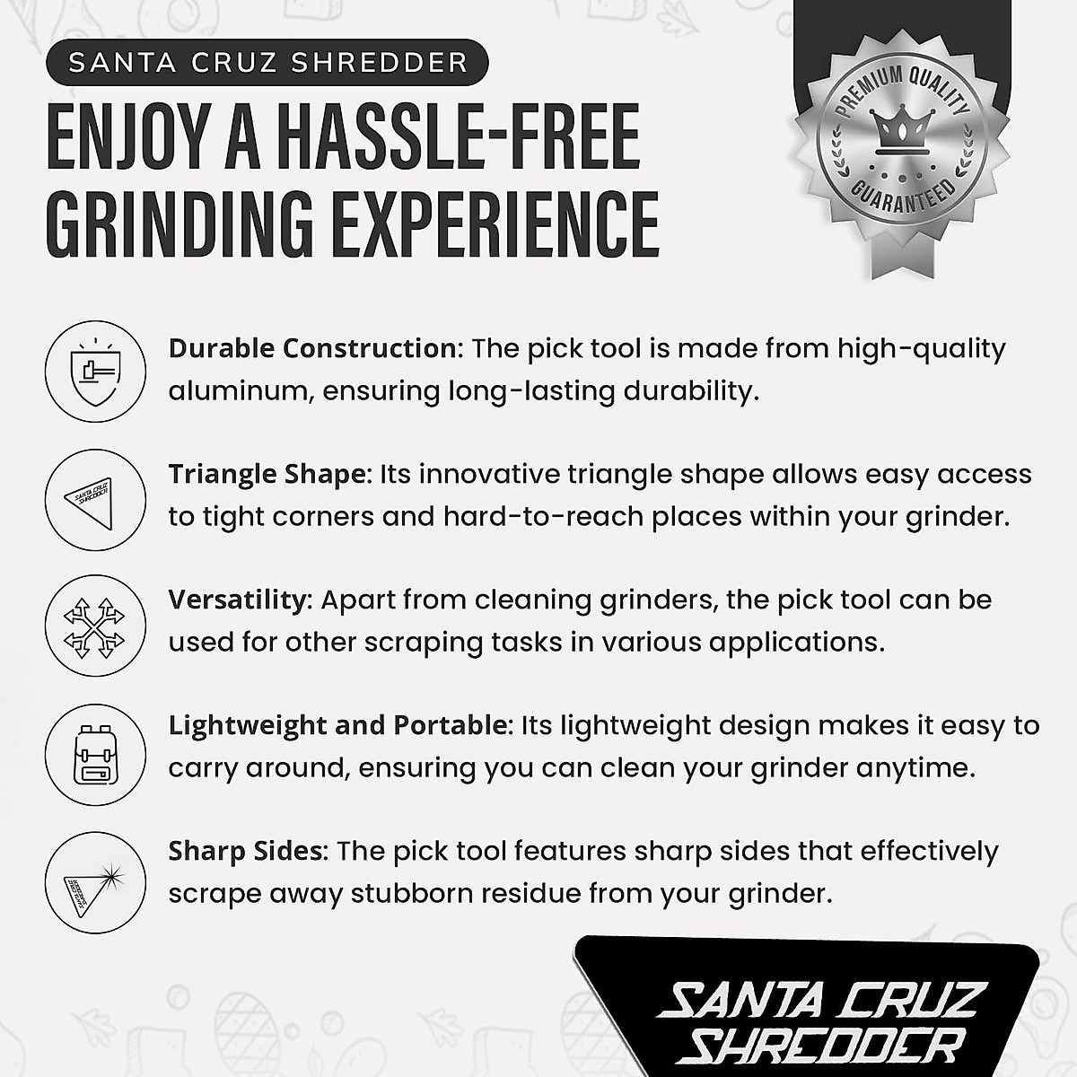 Santa Cruz Shredder Triangle Pick Tool, 1-Piece Scrapper for Hard to reach places (Black)