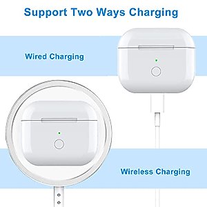 Wireless Charging Case Replacement Compatible with AirPods 3rd Generation, Air Pods 3 Charger Case with Pairing Sync Button - White