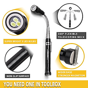 Gifts for Men Dad Husband Him, Valentines Day Anniversary Birthday Gifts, Magnetic Flashlight, Flexible LED Telescoping Magnet Pickup Tool, Unique Gifts Ideas for Women Grandpa, Cool Gadgets Stuff